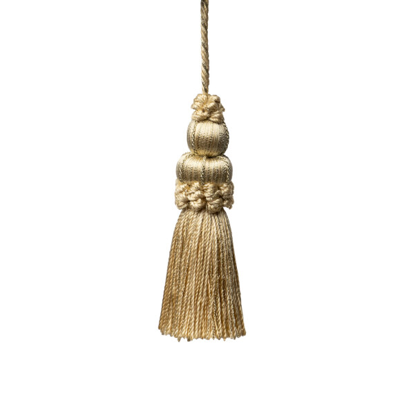 3" LE JARDIN SILK METALLIC KEY TASSEL - PLATINUM - Samuel and Sons