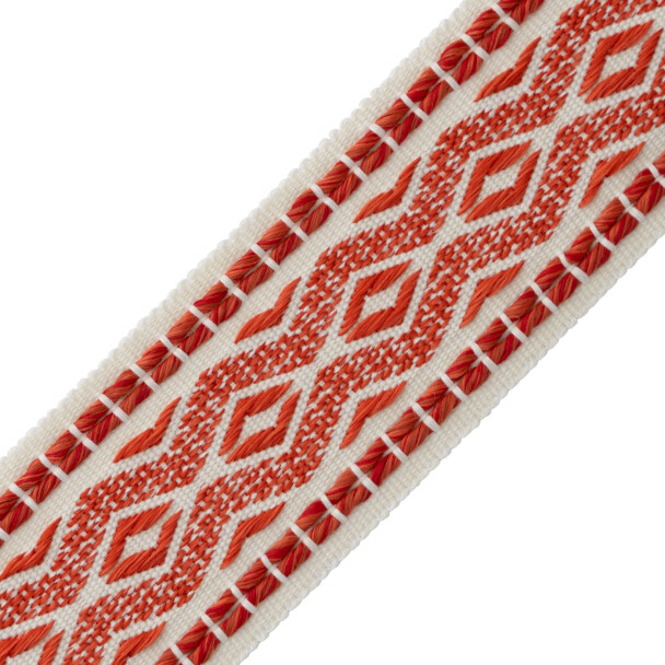 WESTPORT DIAMOND BORDER - RED CORAL - Samuel and Sons
