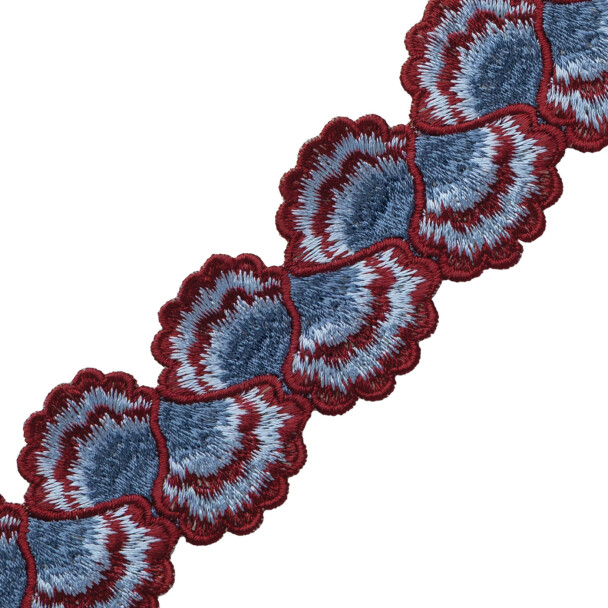 ROMAUNT EMBROIDERED BORDER - PROSERPINE BURGUNDY - Samuel and Sons
